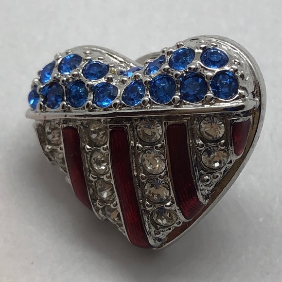 Swarovski | Jewelry | Swarovski Crystal American Flag Heart Pin Vtg ...